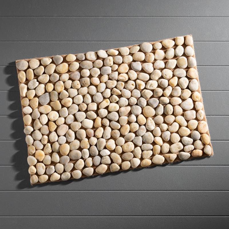 Smooth River Rock Stone Floor Mat, Indoor/ Outdoor - Ochre