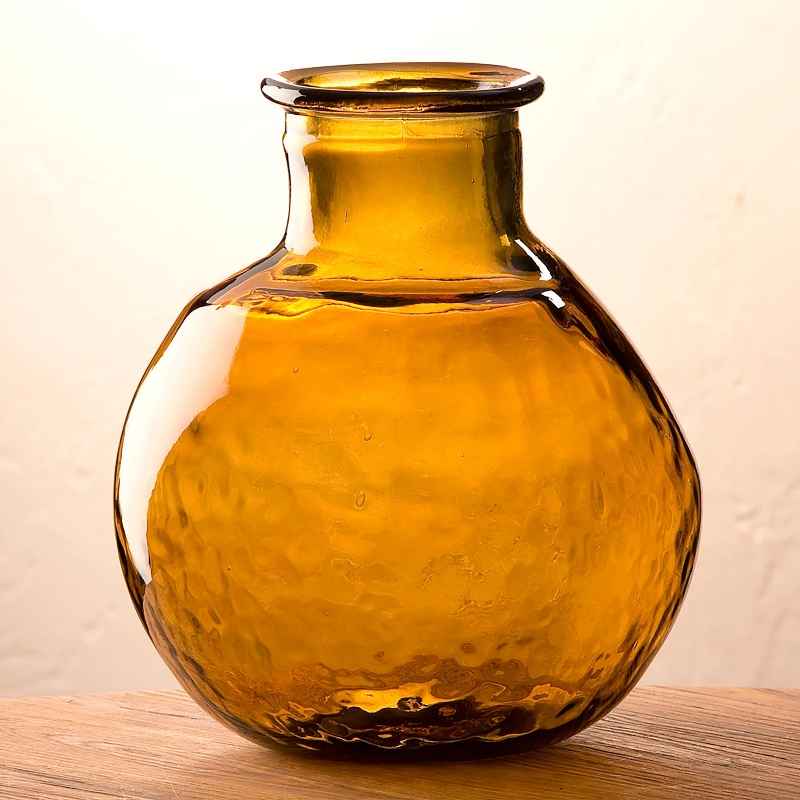 Oval Recycled Glass Balloon Vase, 12" - Mocha