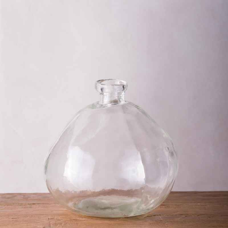 Recycled Round Glass Balloon Vase, 13" - Clear