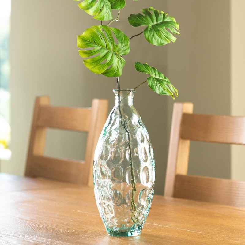 Dune Tall Recycled Dimpled Glass Vase, 12"H - Clear
