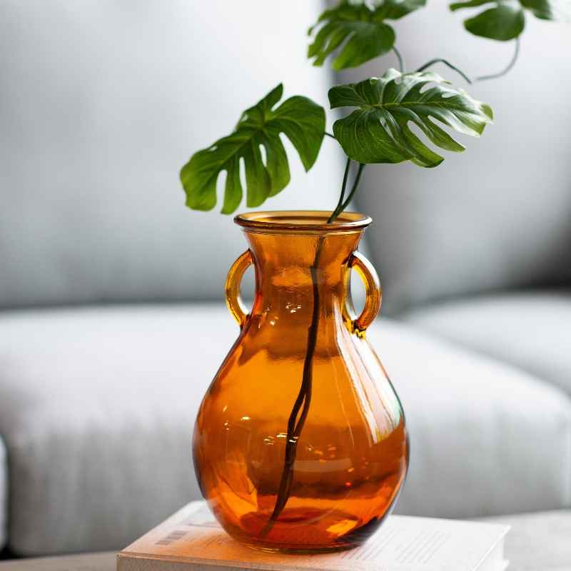 Recycled Glass Pitcher Vase - Amber