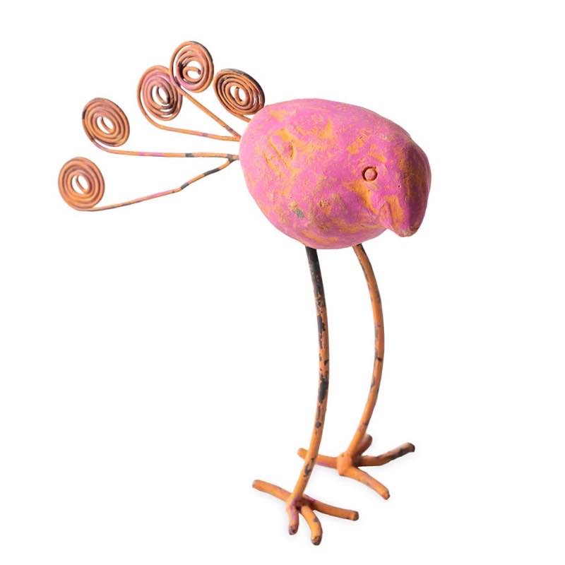 Terracotta Bird Figurine - Pink